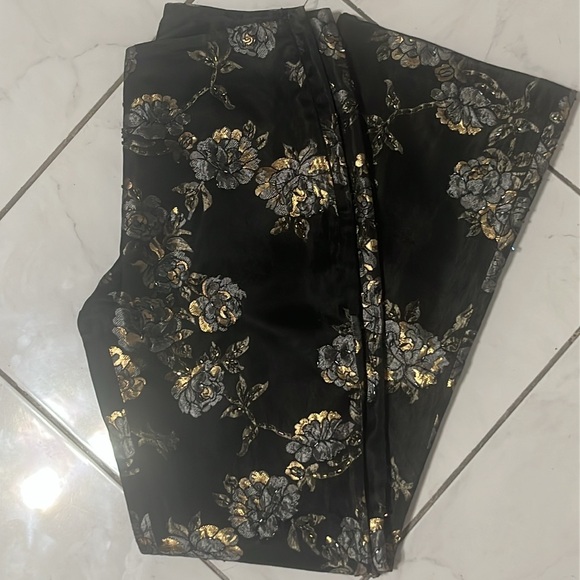 Cache | Pants & Jumpsuits | Cache Metallic Gold Silver Gray Bead Black ...